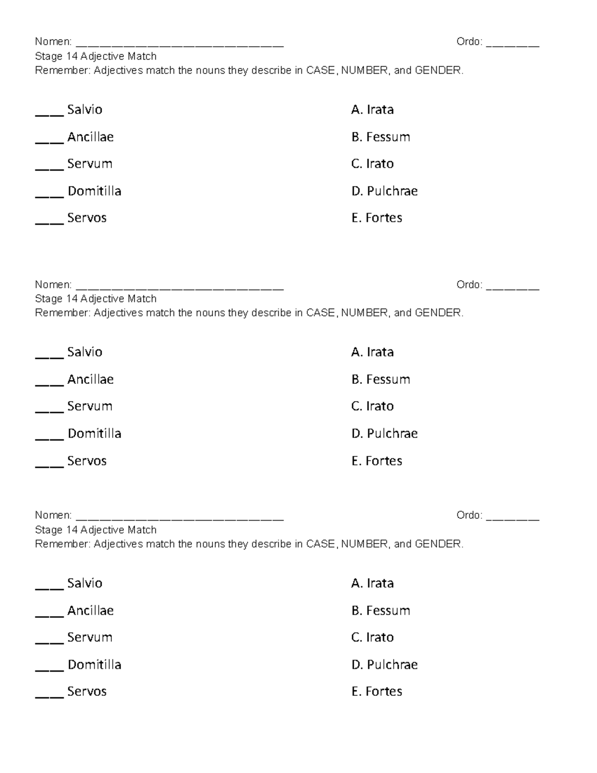 Adjective do now - latin notes - Nomen ...
