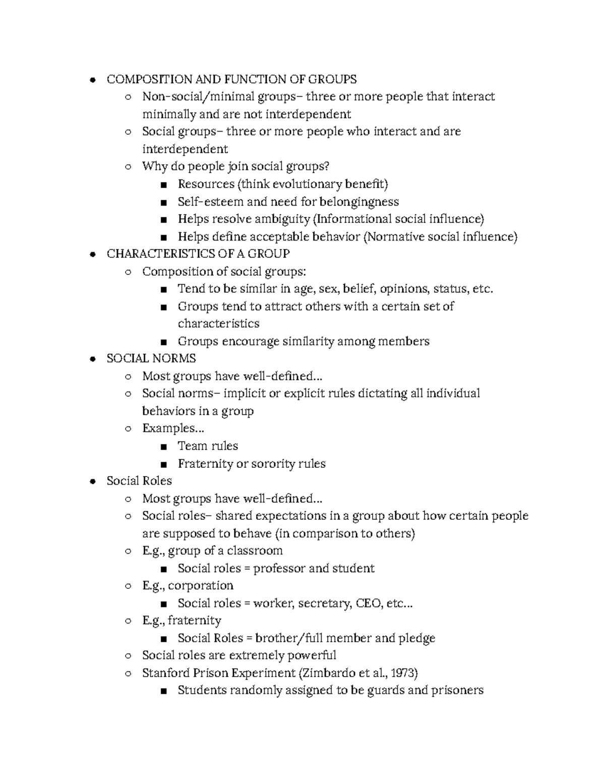 Group Processes pt. I - COMPOSITION AND FUNCTION OF GROUPS Non-social ...