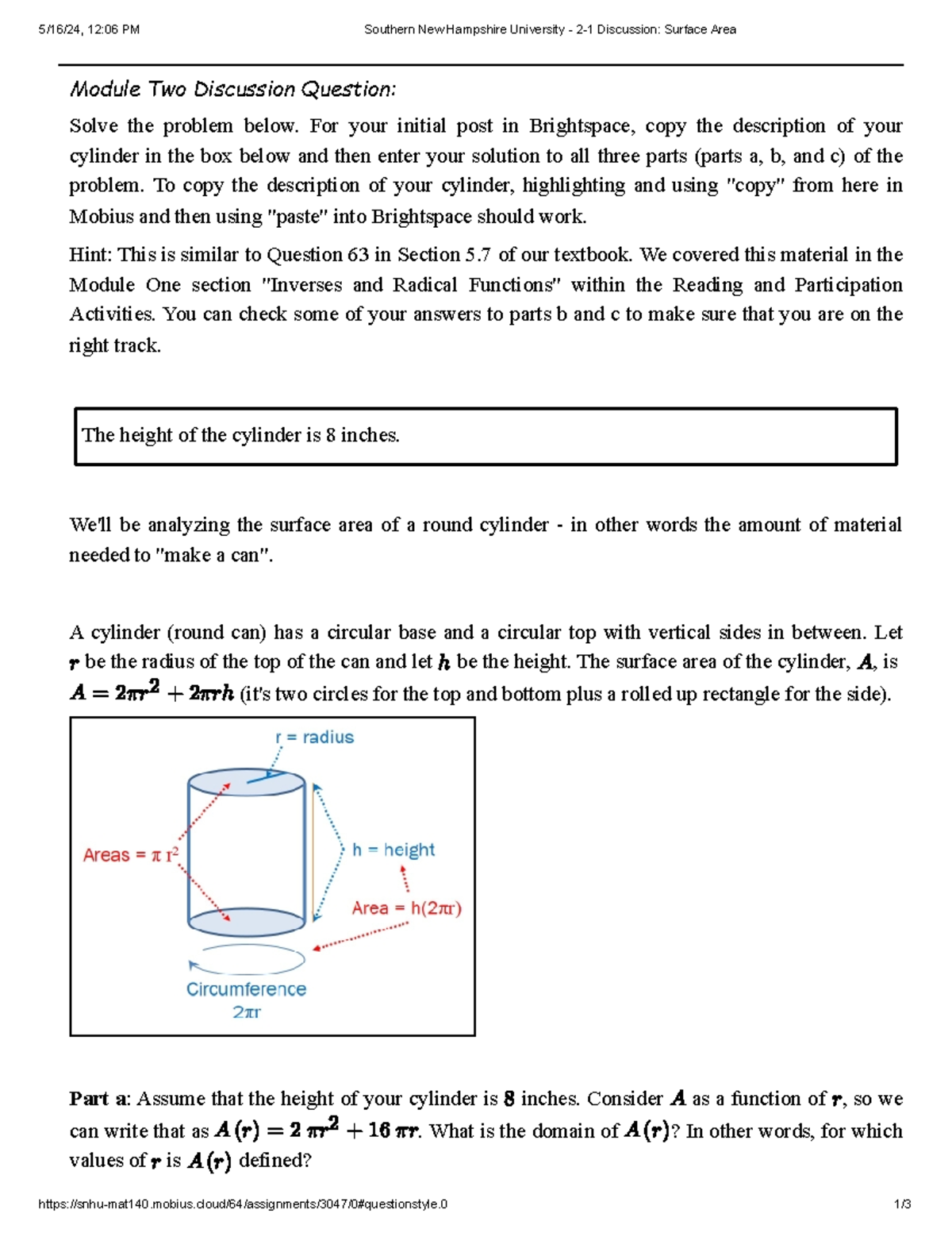 SNHUniversity - 2-1 Discussion Math140 - Module Two Discussion Question ...