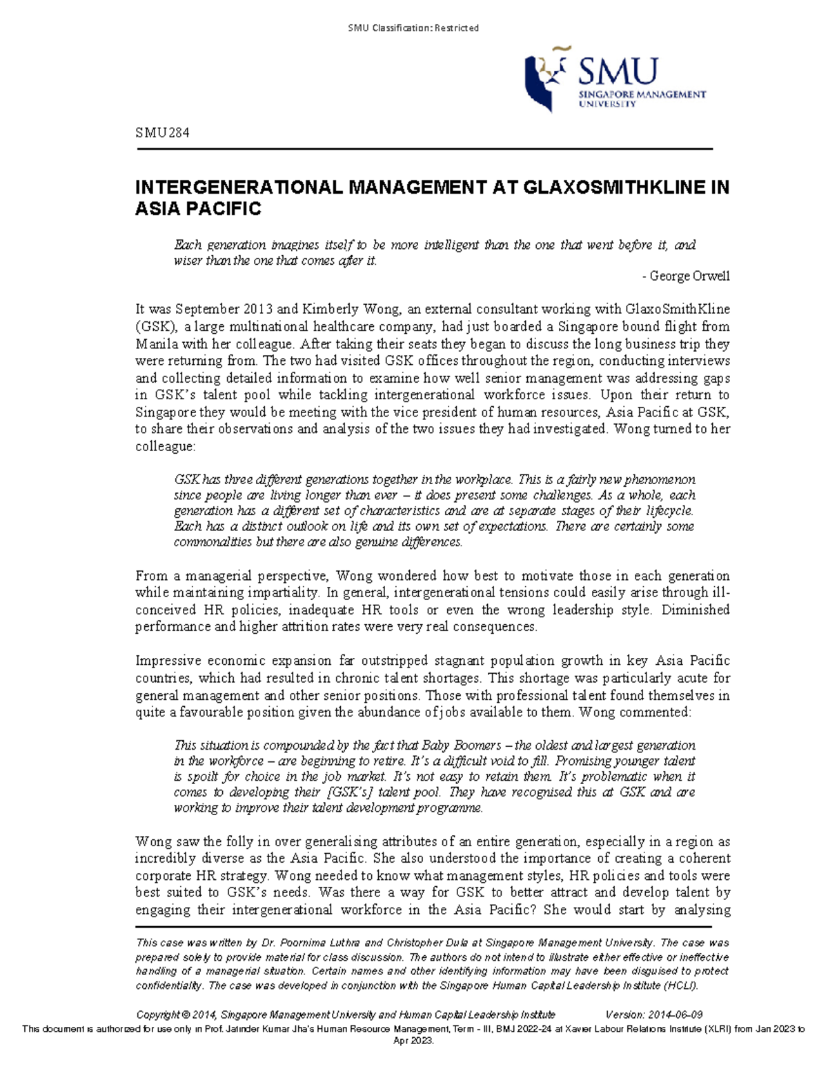 SMU284-PDF-ENG - SMU This case was written by Dr. Poornima Luthra and ...