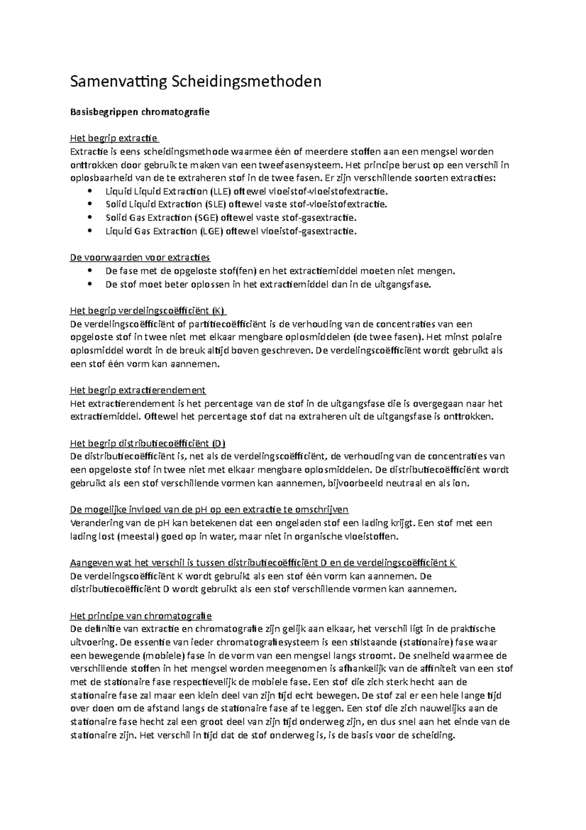 Samenvatting Scheidingsmethoden - Het principe berust op een verschil ...