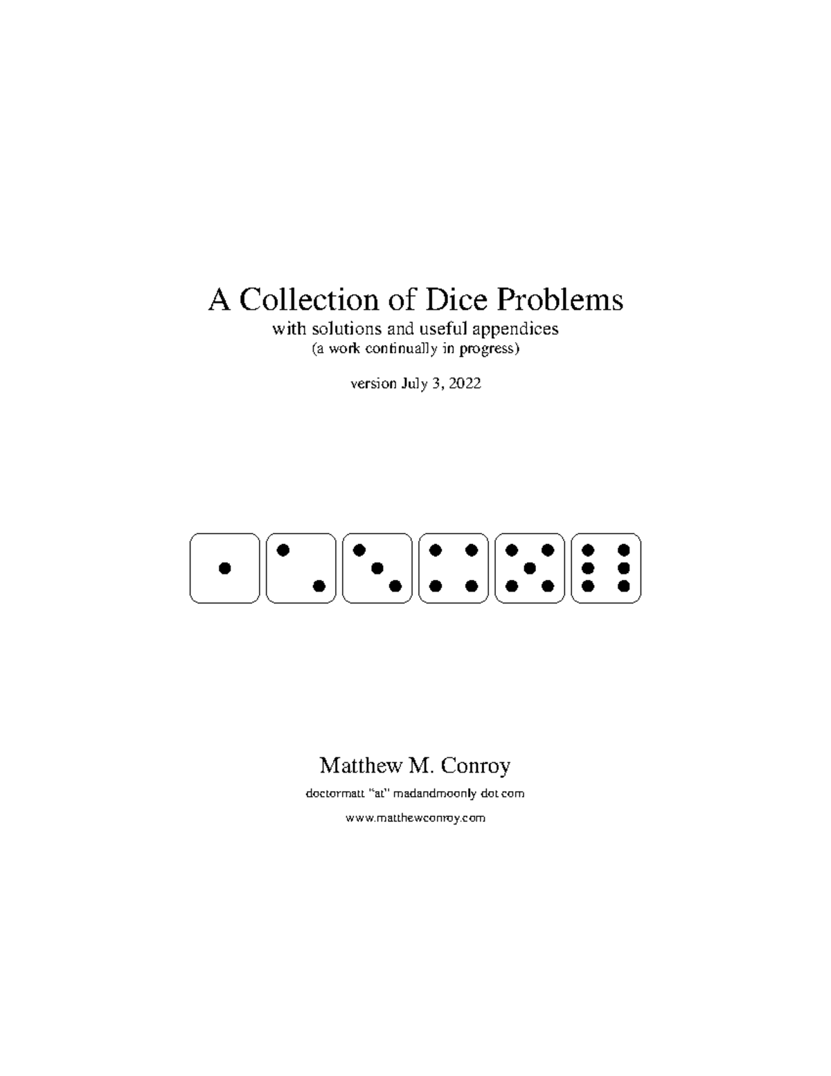 Brainteasers-Dice questions - A Collection of Dice Problems with ...
