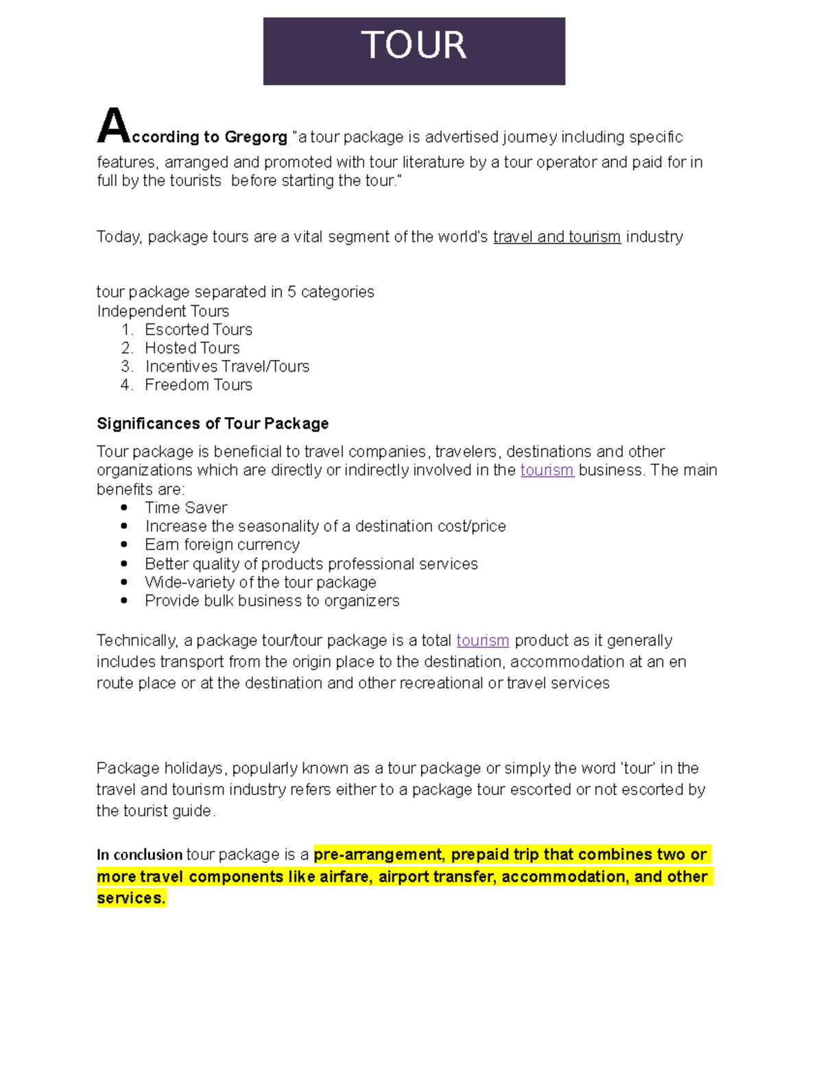 Week 8 Tour Package - Purposeful Writing for the ProfessionsPurposeful ...