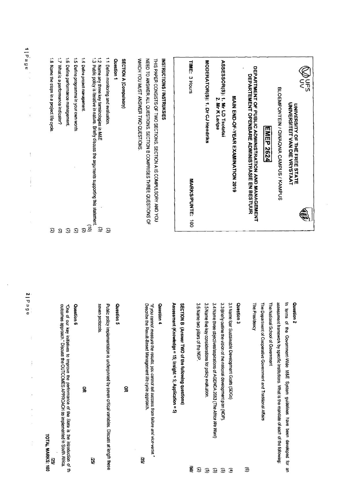Main end of year 2019 - Slides - UFS UV UNIVERSITY OF THE FREE STATE ...