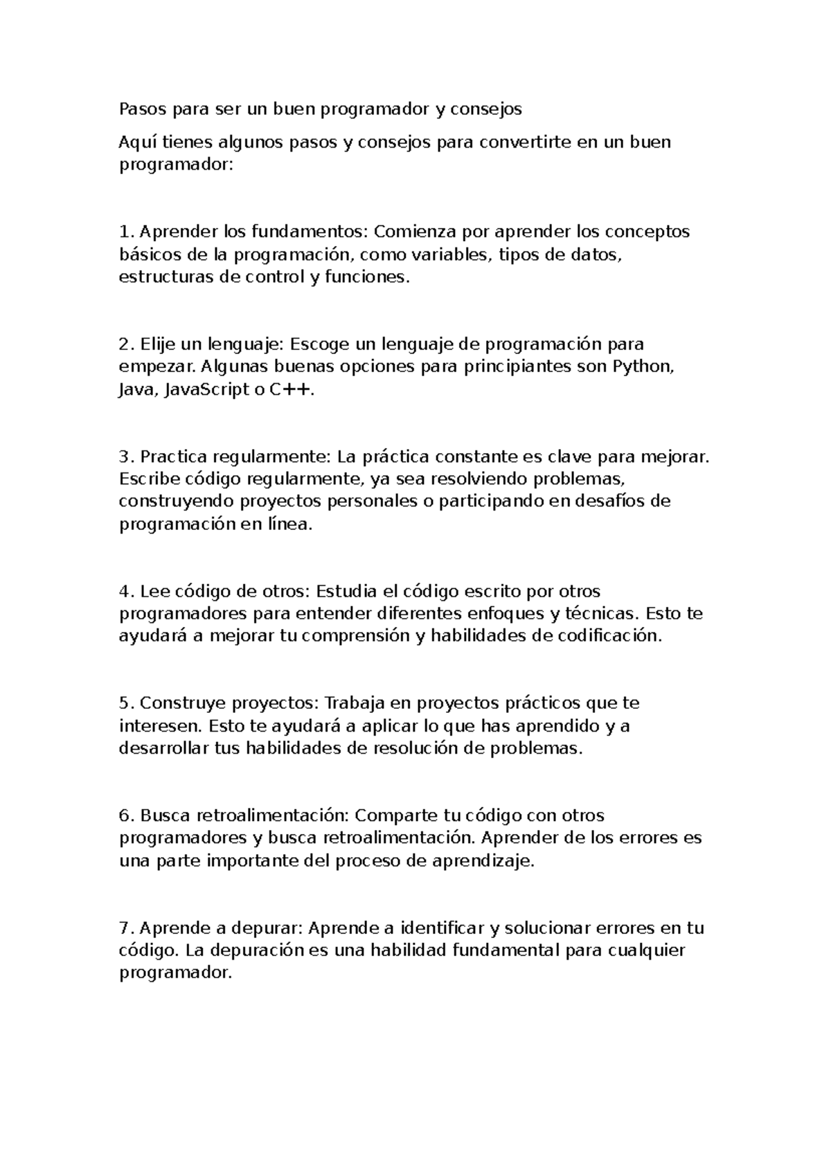 Pasos paraser buen programador - Pasos para ser un buen programador y ...