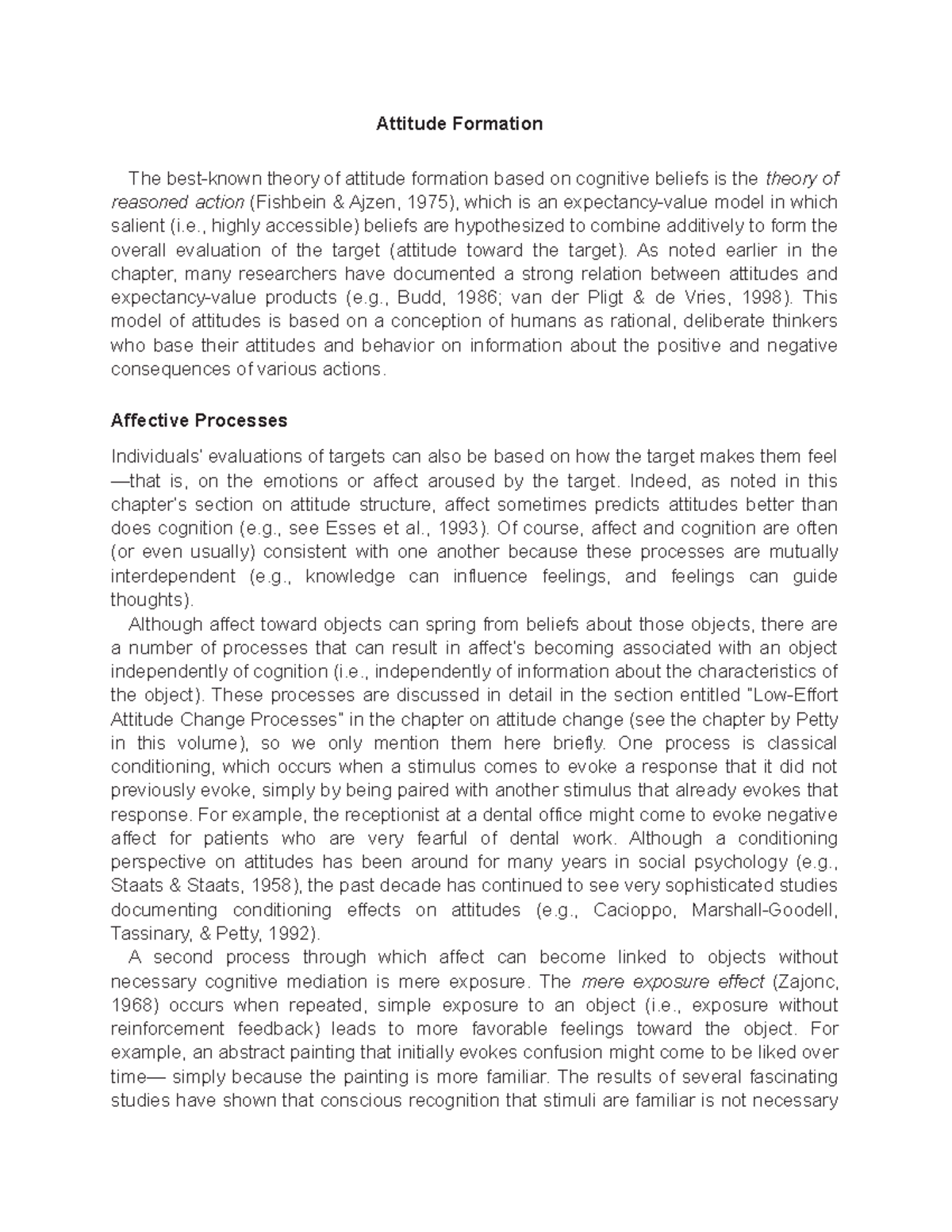 Attitudes in Social Behavior - Attitude Formation The best-known theory ...