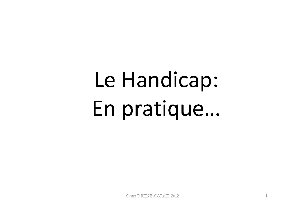 Psychologie de l'handicap 9 - Le Handicap: En pratique... La définition ...