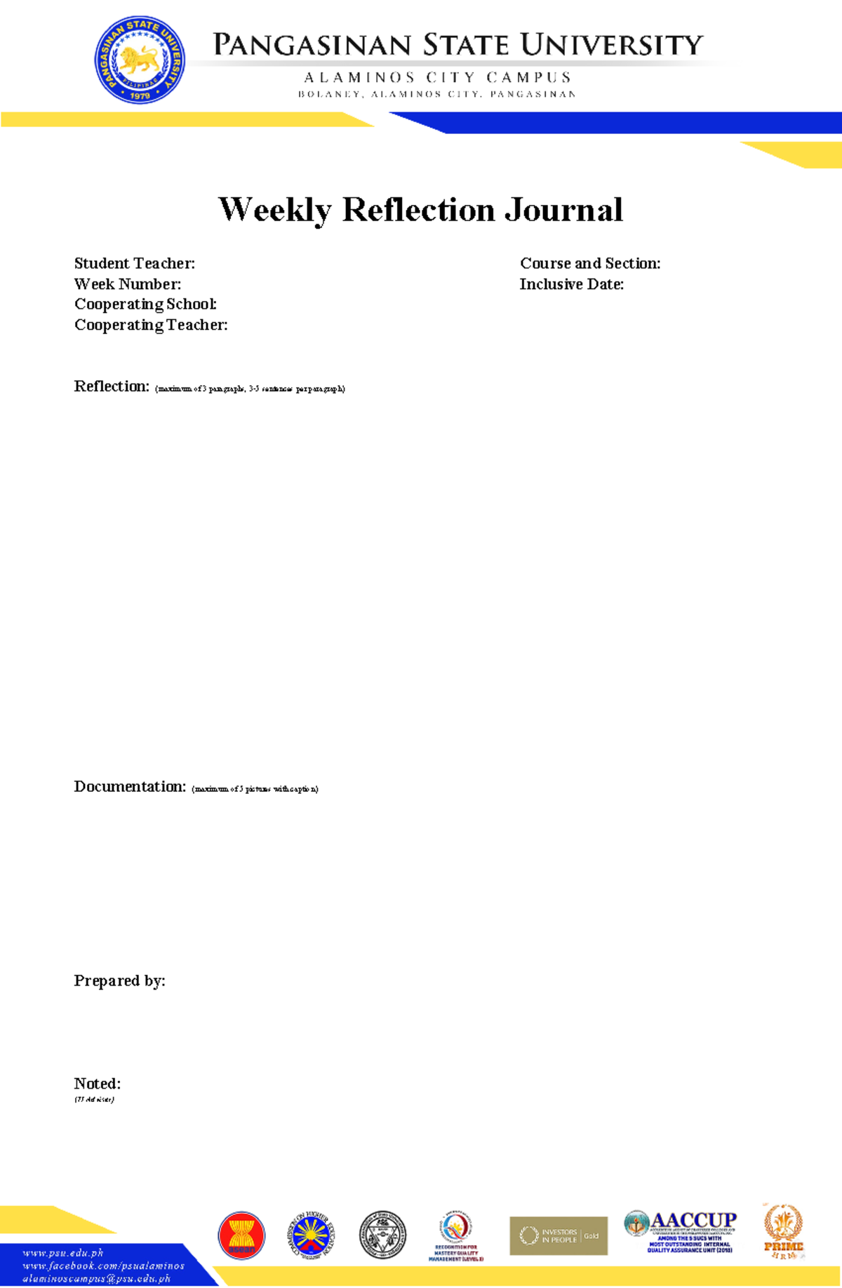 Weekly-Journal- Format - Bachelor of Secondary Education - Science ...