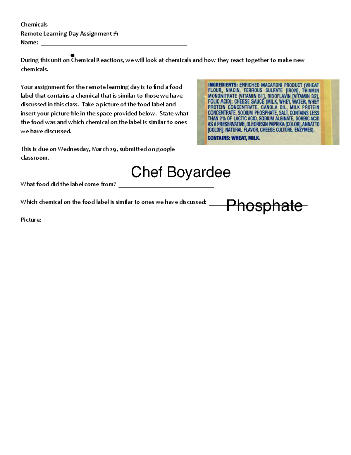 Edited - Chauncey Brown - Remote Learning - Assignment #1 - Chemicals ...