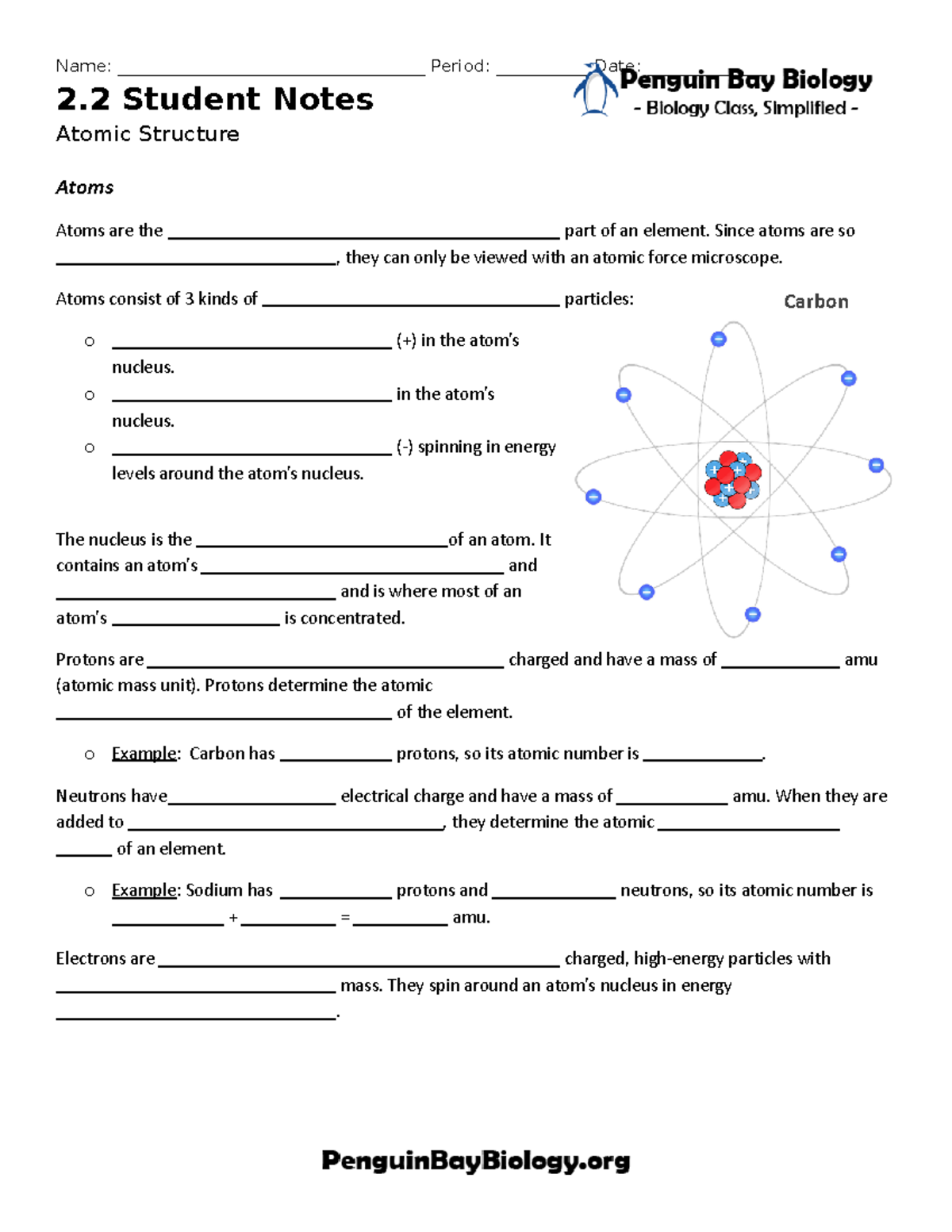 2.2.5 Student Notes - Atomic Structure - Name ...
