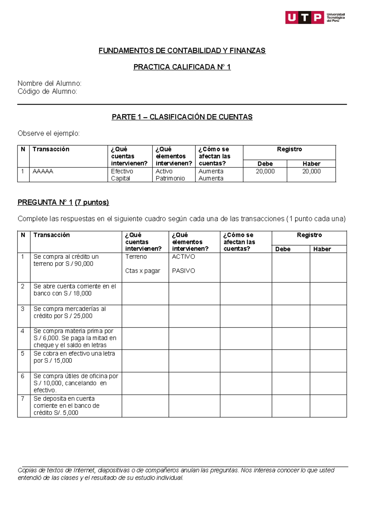 PC1 18 docx Tpxrwi - FFVSDQWEW - FUNDAMENTOS DE CONTABILIDAD Y FINANZAS PRACTICA CALIFICADA N° 1 ...