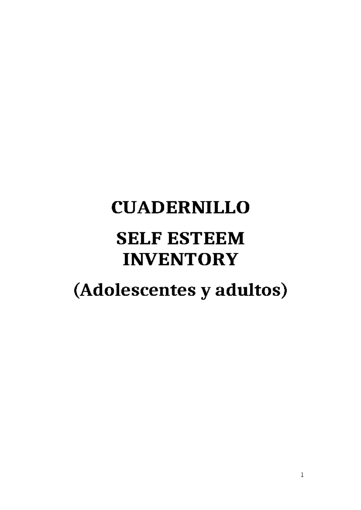 SELF Steem Inventory DE Coopersmith Cuadernillo Autoestima ...