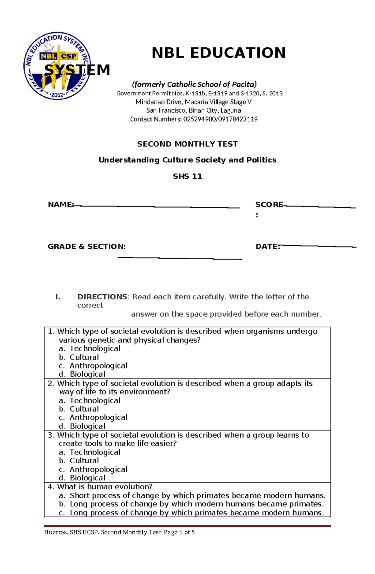 M2 UCSP - educational purpose - NBL EDUCATION SYSTEM (formerly Catholic ...