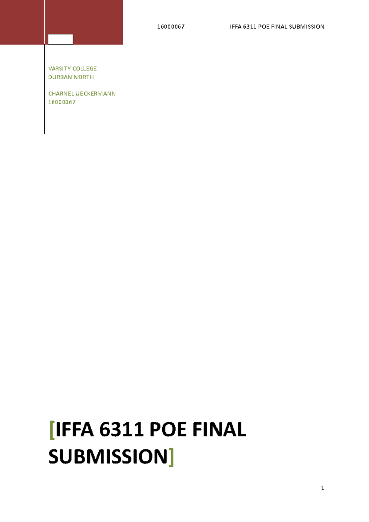 Mandatory Portfolio of Evidence - [IFFA 6311 POE FINAL SUBMISSION ...