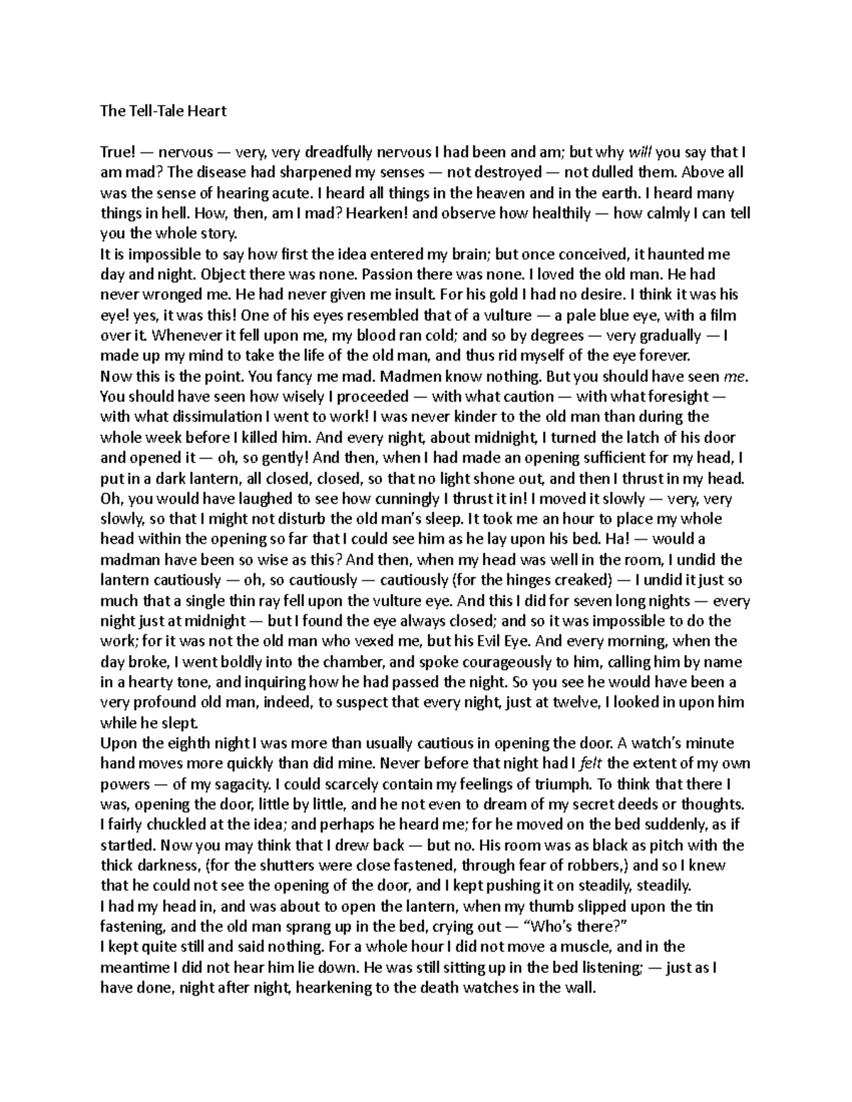 The Tell - flash fiction story - The Tell-Tale Heart True! — nervous ...