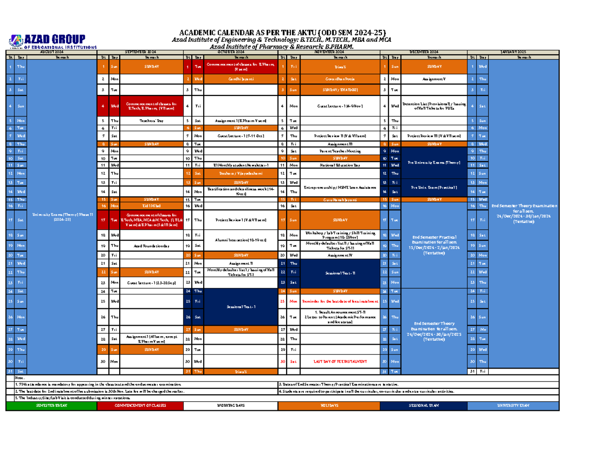 Agei-academic-calendar-odd-sem-2024-25-for-aktu-courses 251 - Dt Day ...