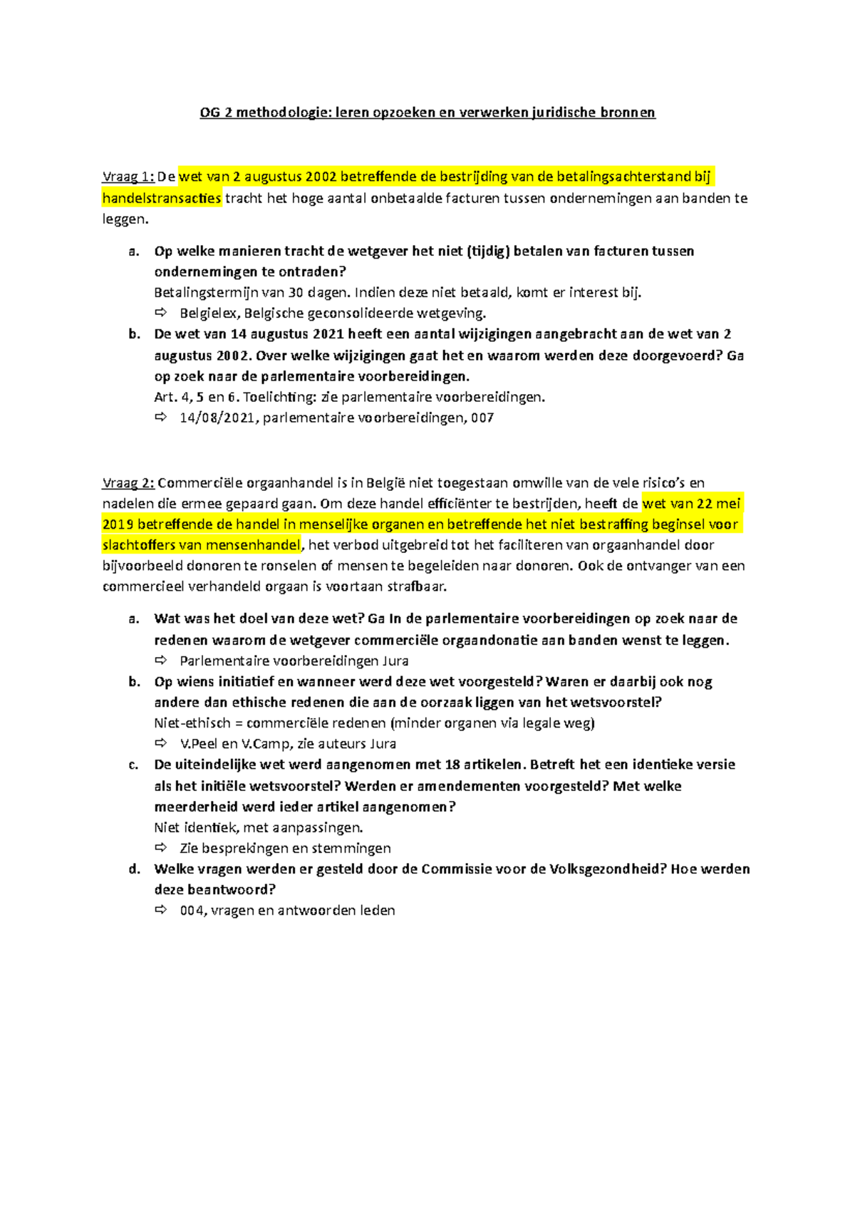 Methodologie 1 OG 2 leren opzoeken en verwerken juridische bronnen - OG ...