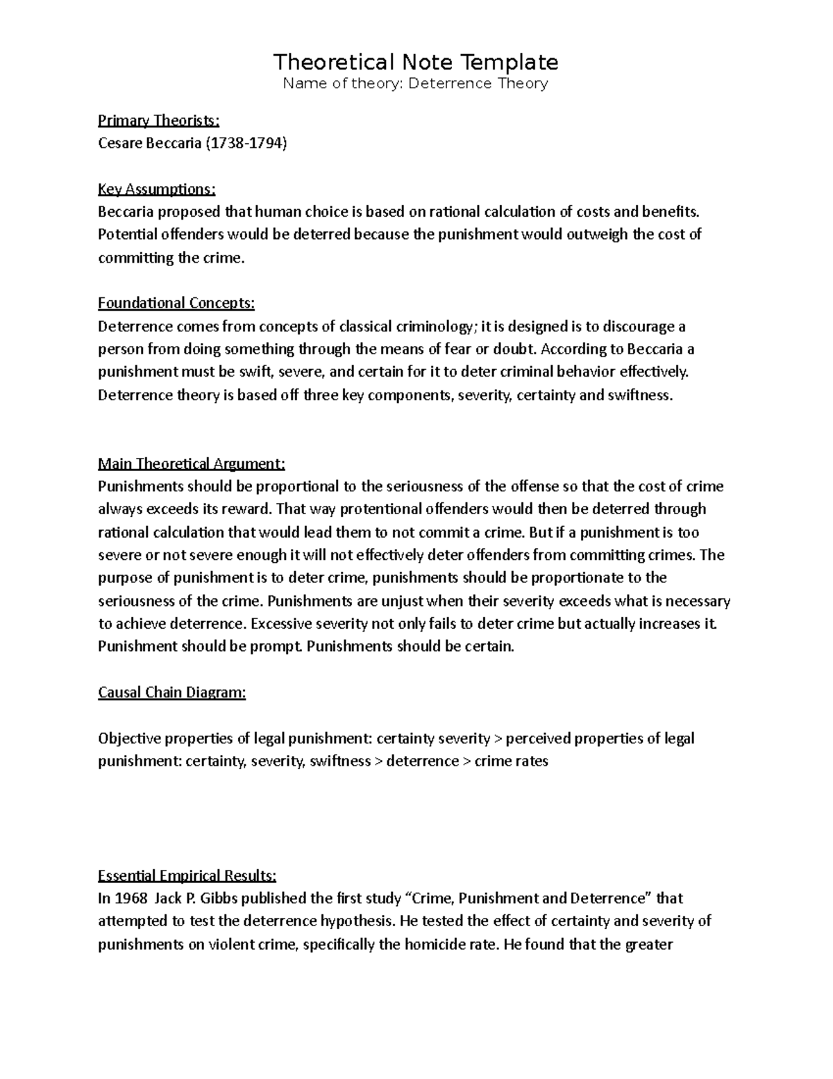 Deterrence Theory Note Template - Theoretical Note Template Name of ...