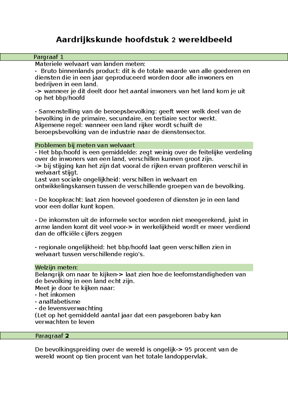 H2 - Samenvatting - Aardrijkskunde hoofdstuk 2 wereldbeeld Pargraaf 1 ...