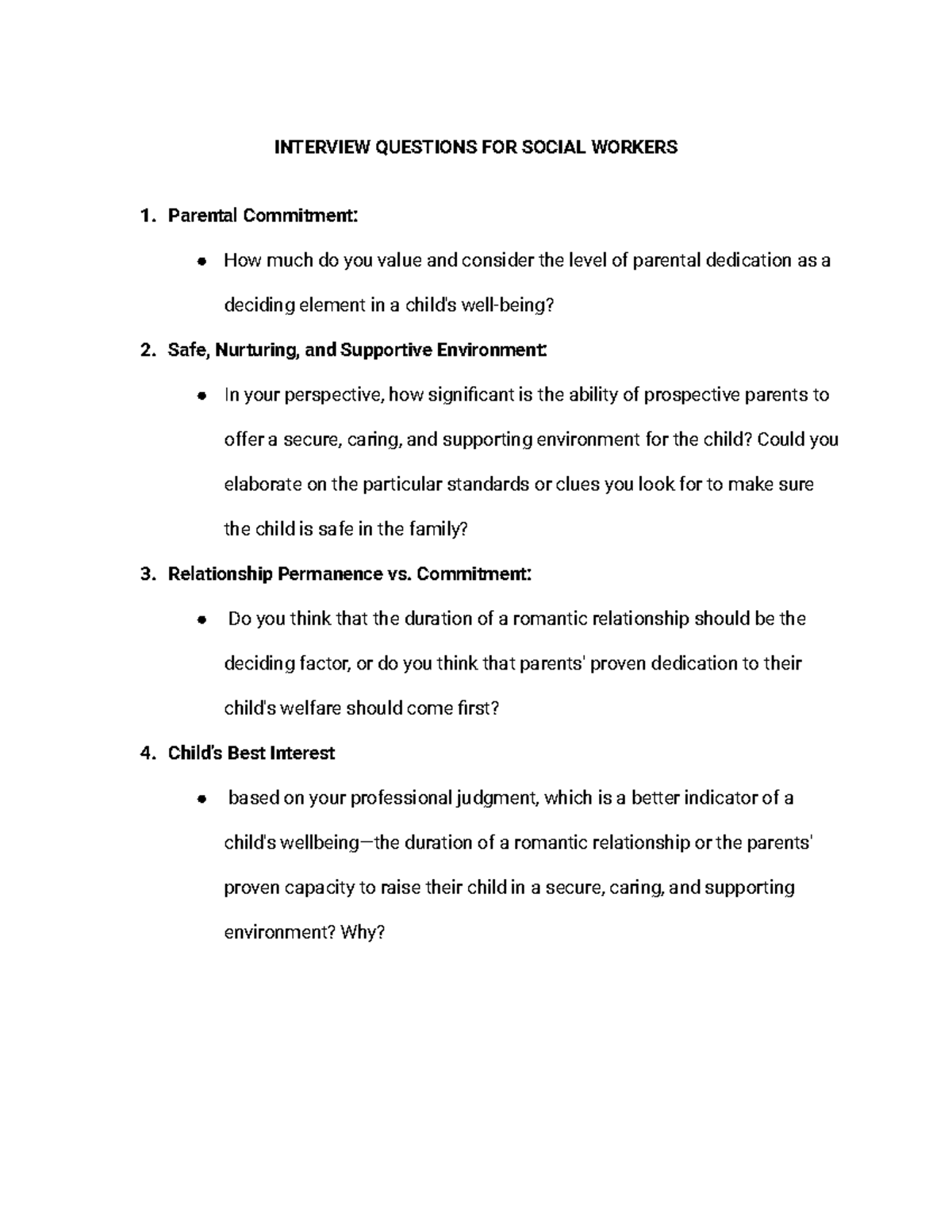 Interview Questions FOR Social Workers - INTERVIEW QUESTIONS FOR SOCIAL ...