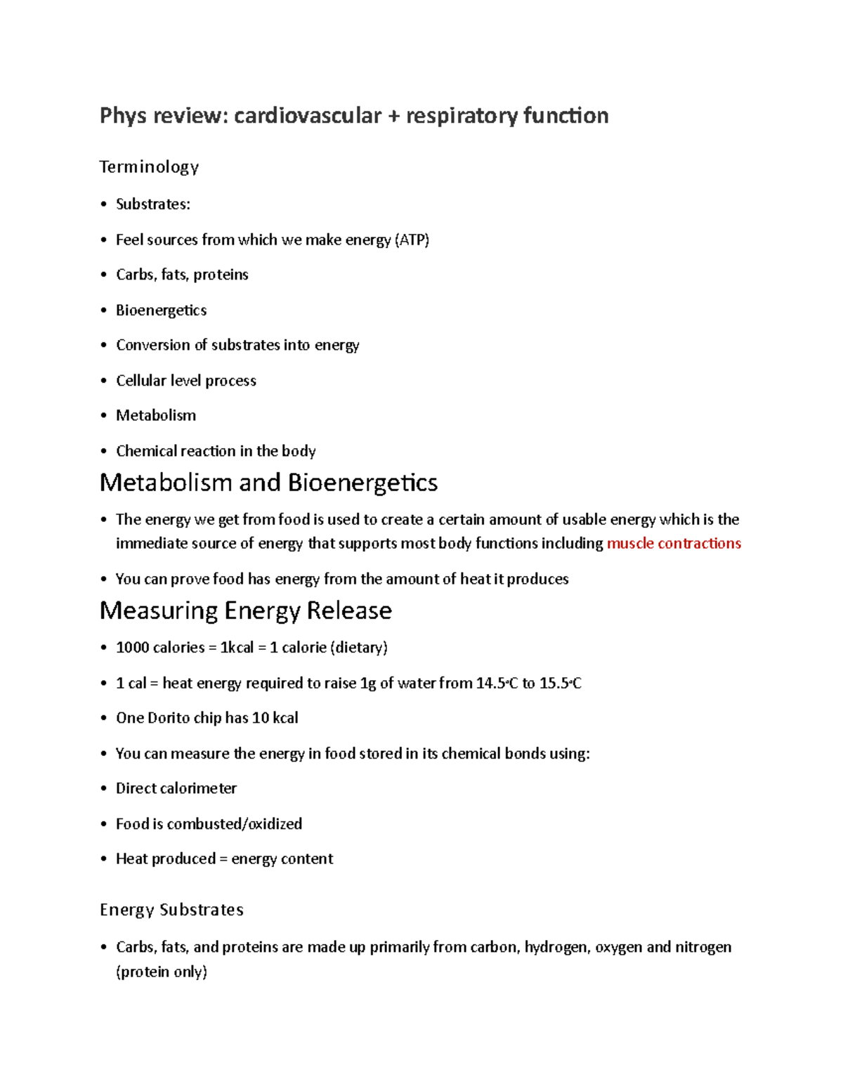 Phys review - yes - Phys review: cardiovascular + respiratory funcion ...