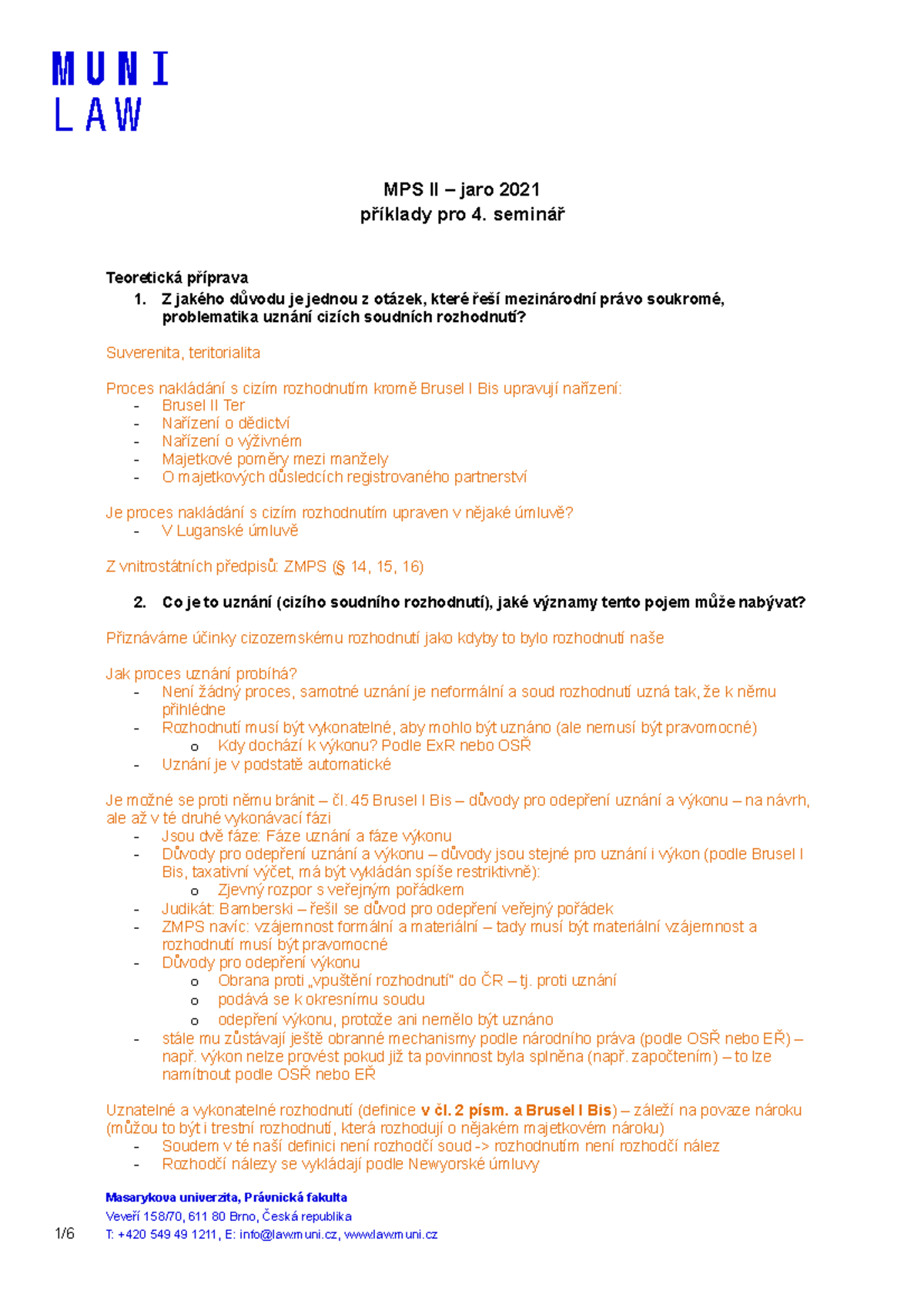 MPS II - 4. seminář - MPS II – jaro 2021 příklady pro 4. seminář Teoretická příprava 1. Z jakého ...