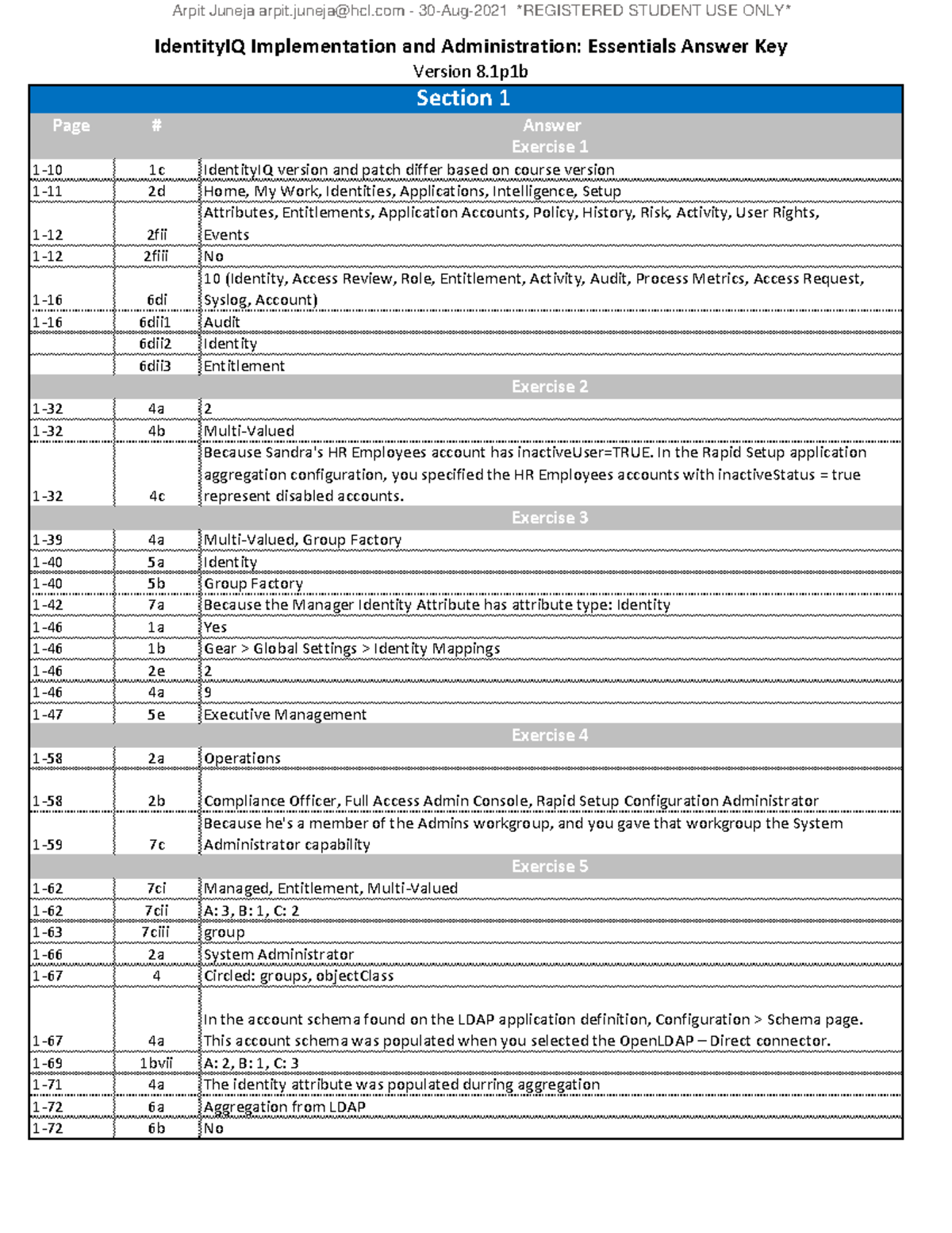 Ess-8.1p1c Answer Key - IdentityIQ Implementation and Administration ...