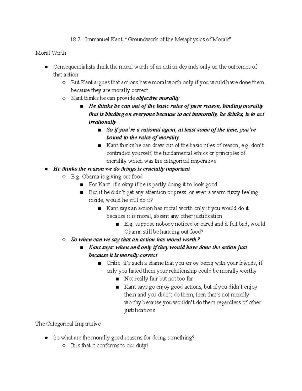 Immanuel Kant Groundwork of the Metaphysics of Morals - 18 - Immanuel ...