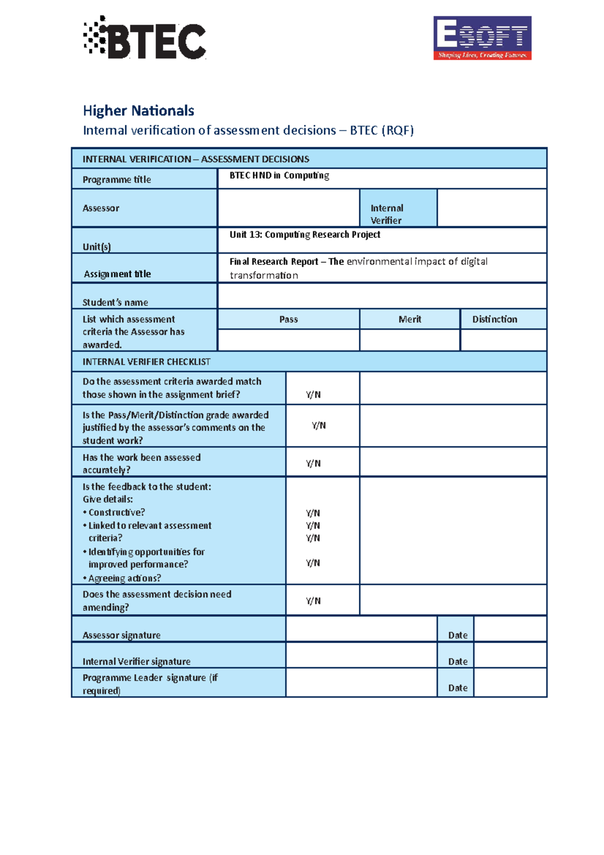 Unit 13 CRP Report 2021 2022 -Digital Transformation - Higher Nationals ...