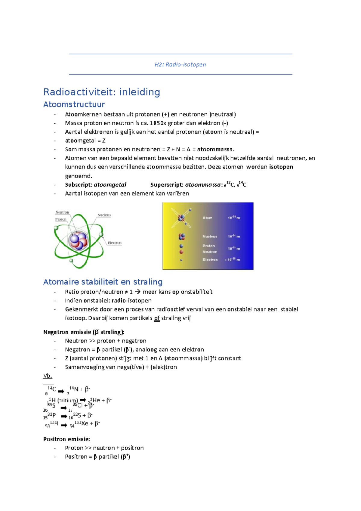 (H2) Radioactiviteit - samenvatting - H2: Radio-isotopen ...