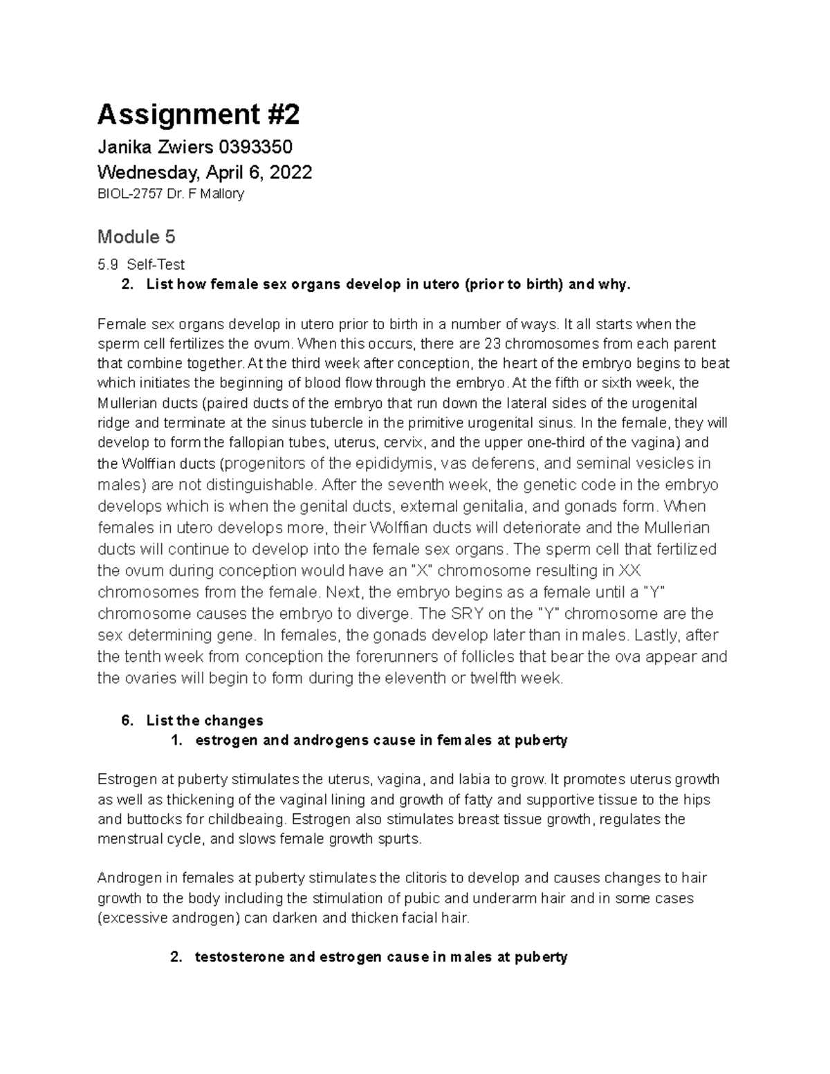 Assignment 2 Human Sexuality Assignment Janika Zwiers 0393350