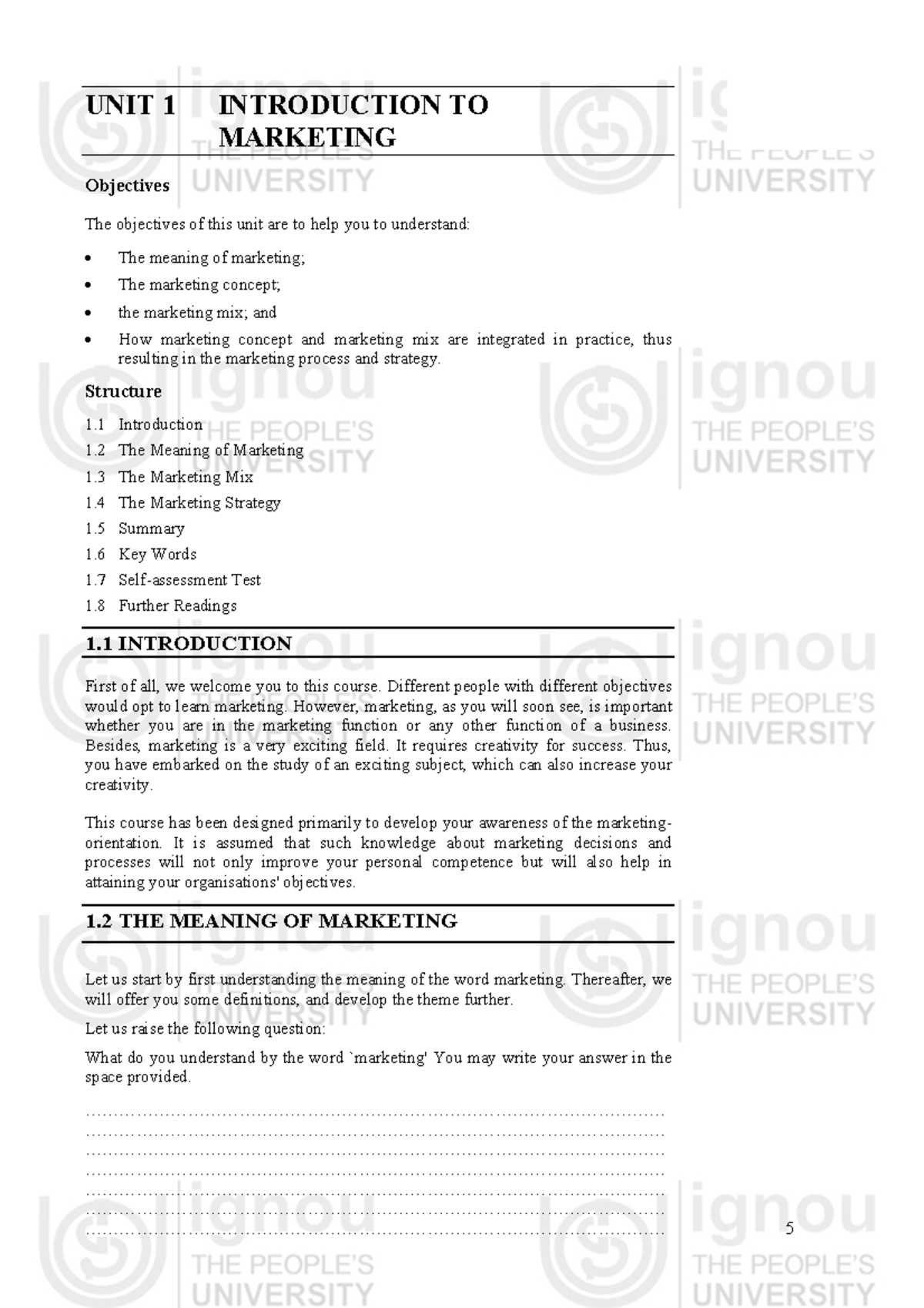Unit-1 - study material - Introduction to Marketing UNIT 1 INTRODUCTION ...