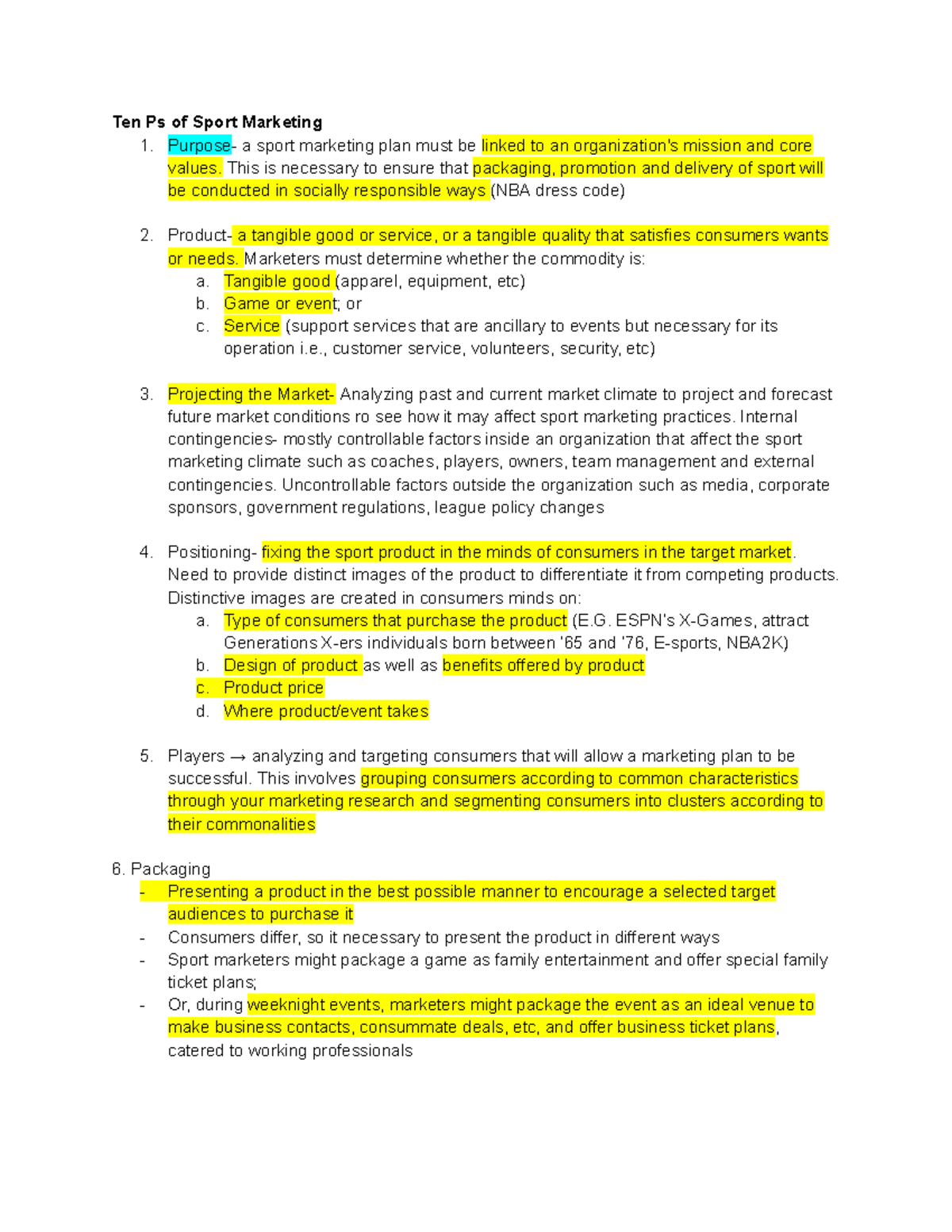 Sport Management Test #3 Study Guide - Ten Ps of Sport Marketing 1 ...