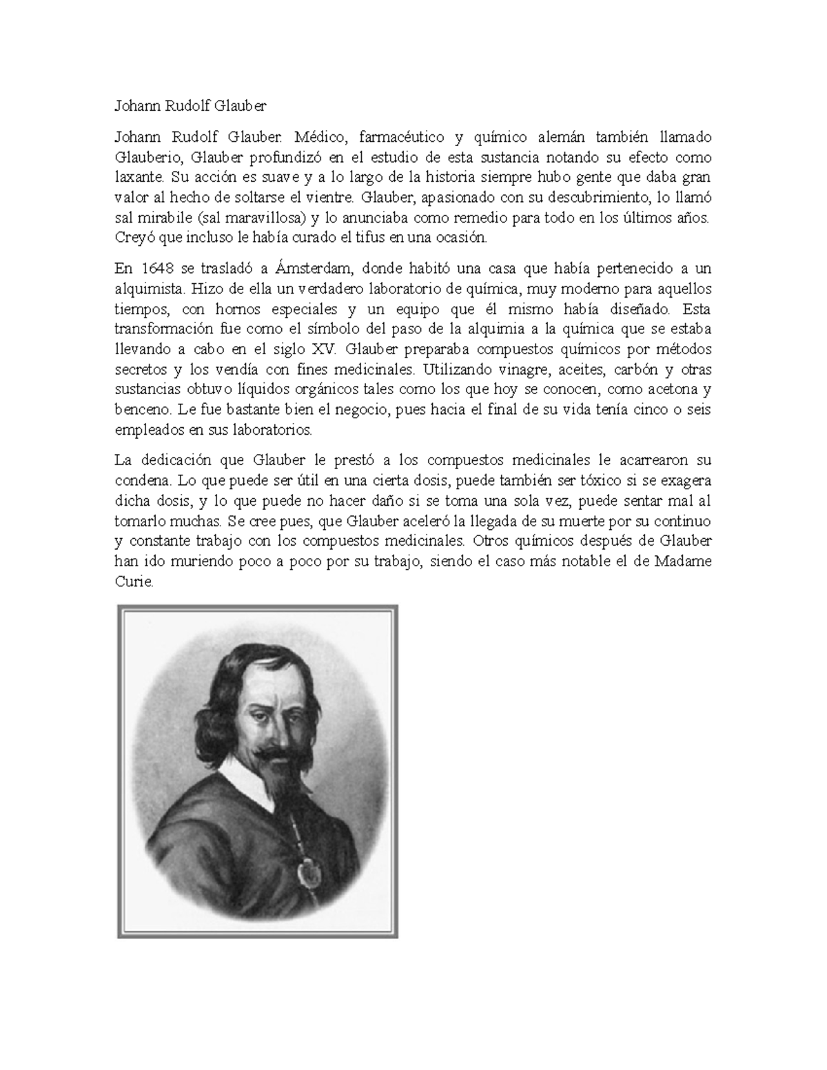 Infografia de ingenieros quimicos - Johann Rudolf Glauber Johann Rudolf ...