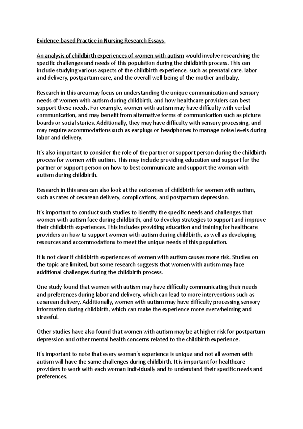 Evidence-based Practice in Nursing Research Essays An analysis of ...