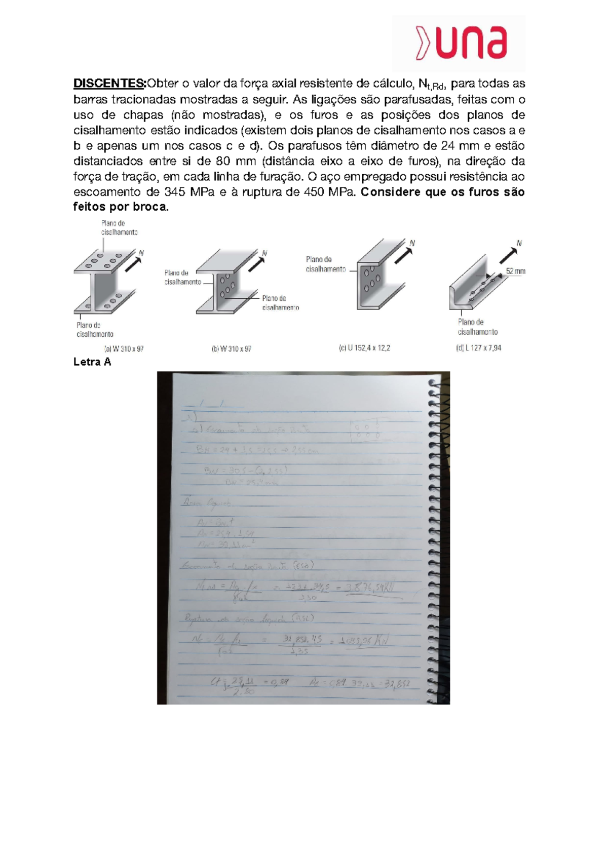Força Axial EM Barras - DISCENTES:Obter o valor da força axial ...
