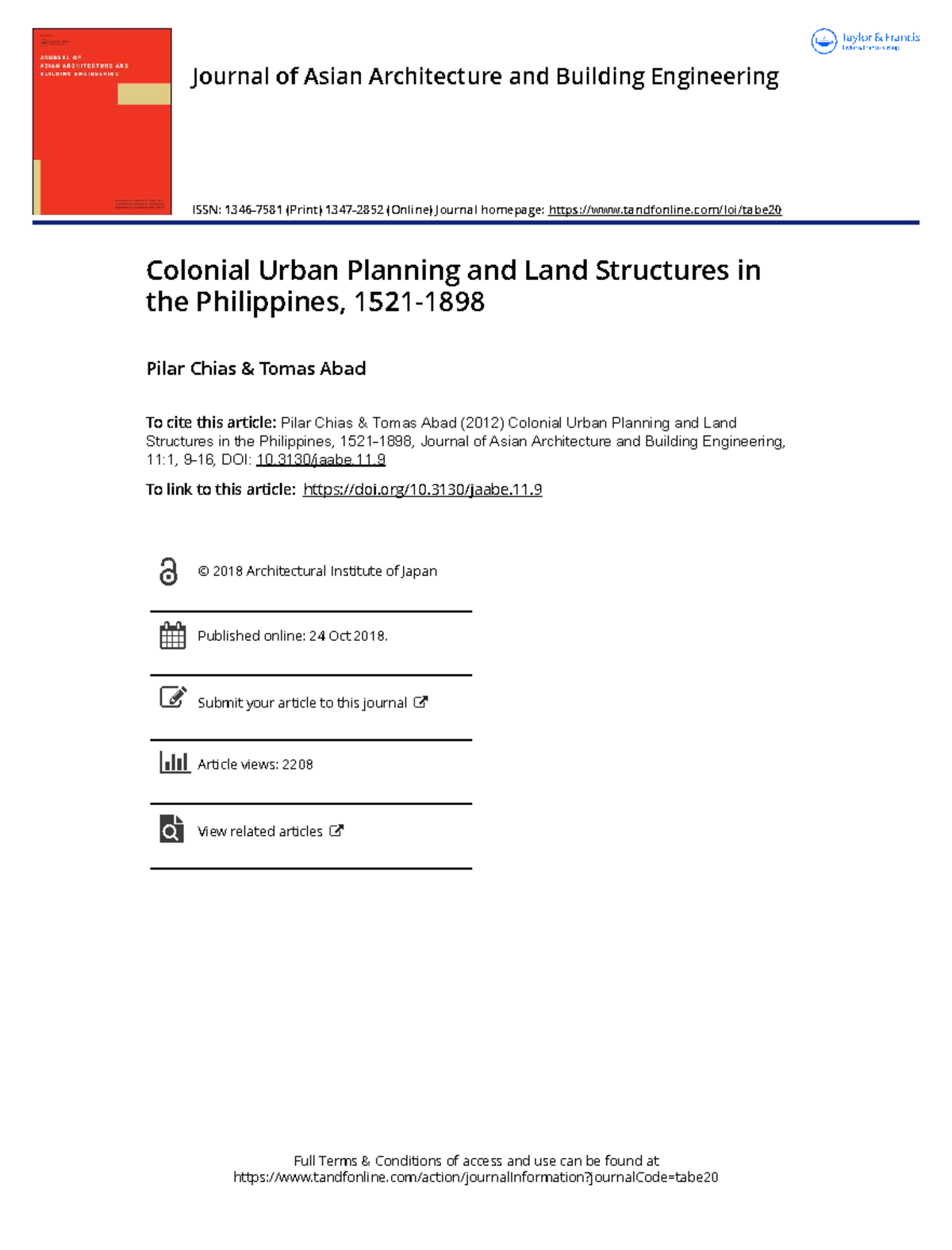 Colonial Urban Planning and Land Structures in the Philippines 1521 ...