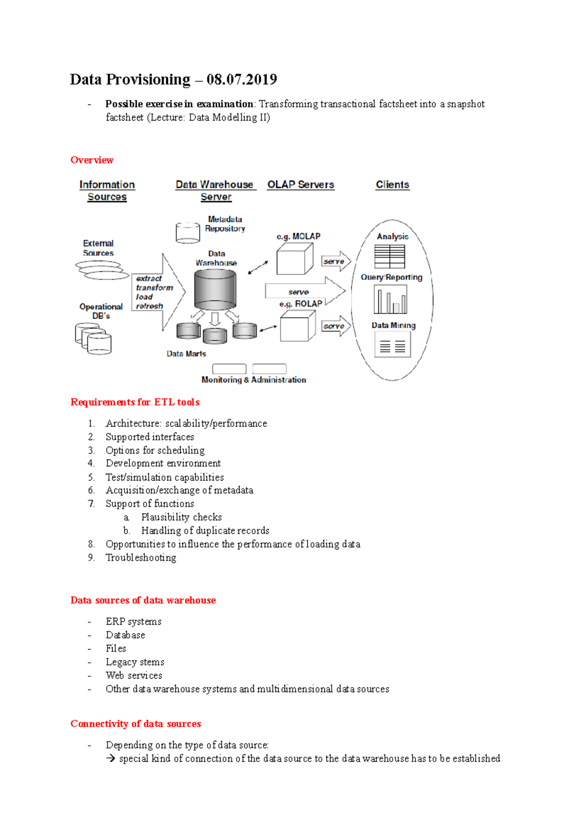 6. Data Provisioning - Data Warehouse - Raimann SS 2019 - Data ...