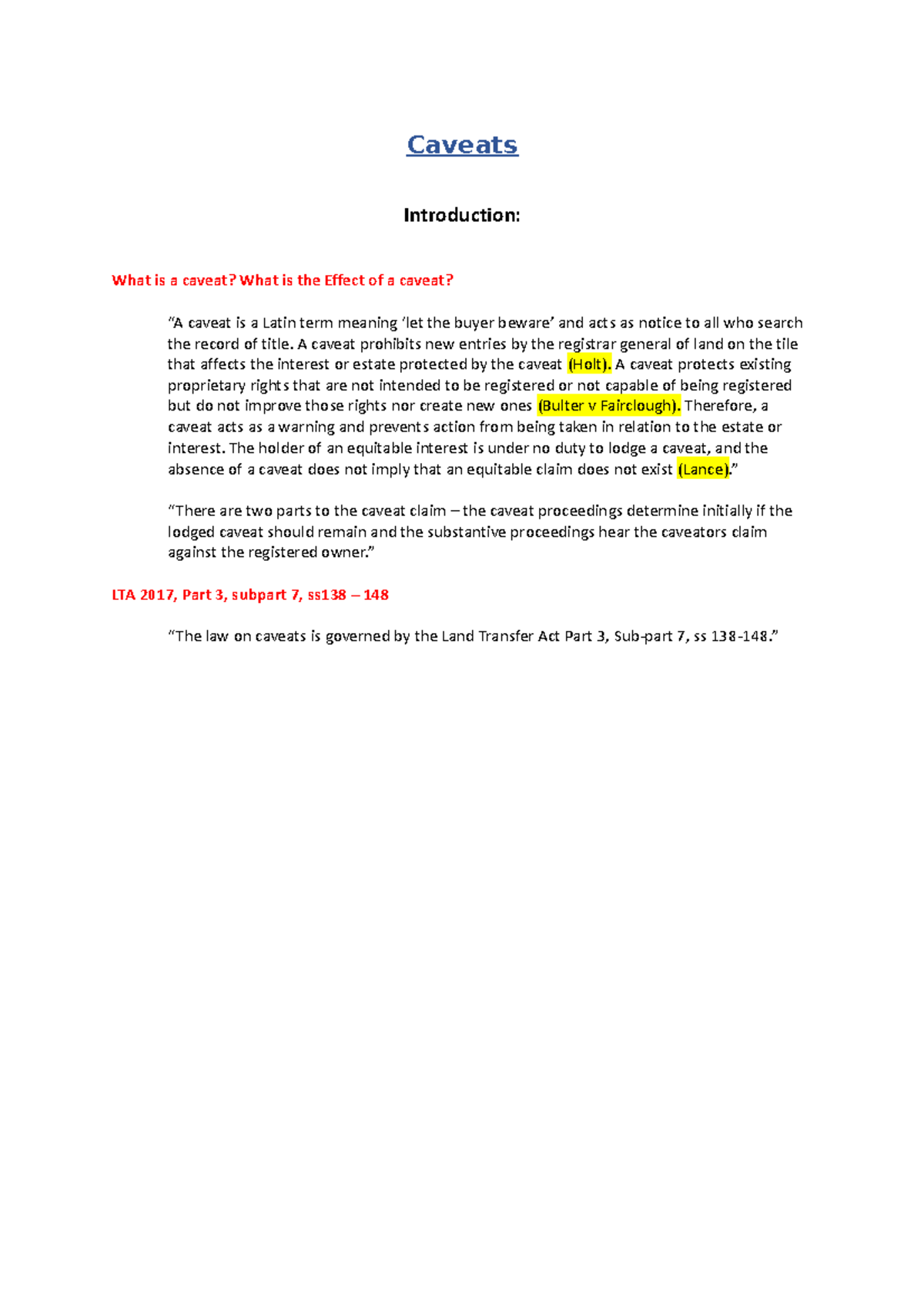 Llland - Full sem2 notes - Caveats Introduction: What is a caveat? What ...