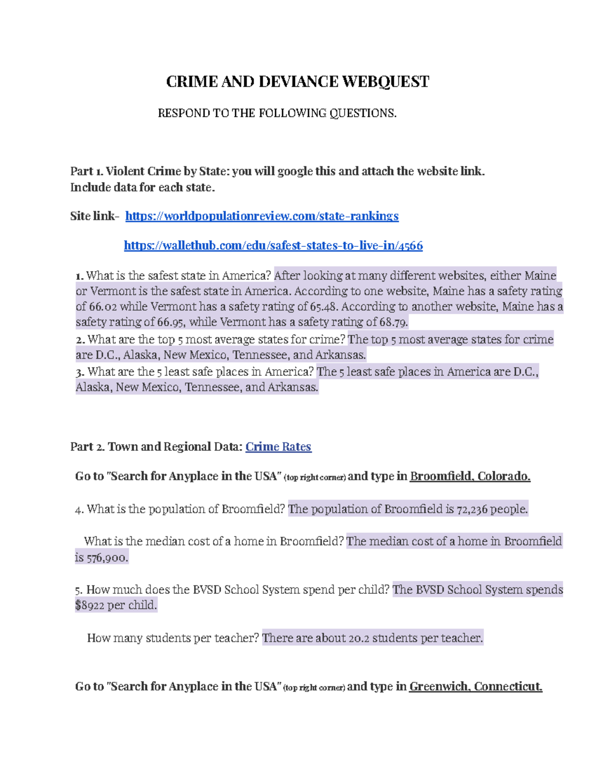 Crime AND Deviance Webquest - CRIME AND DEVIANCE WEBQUEST RESPOND TO ...
