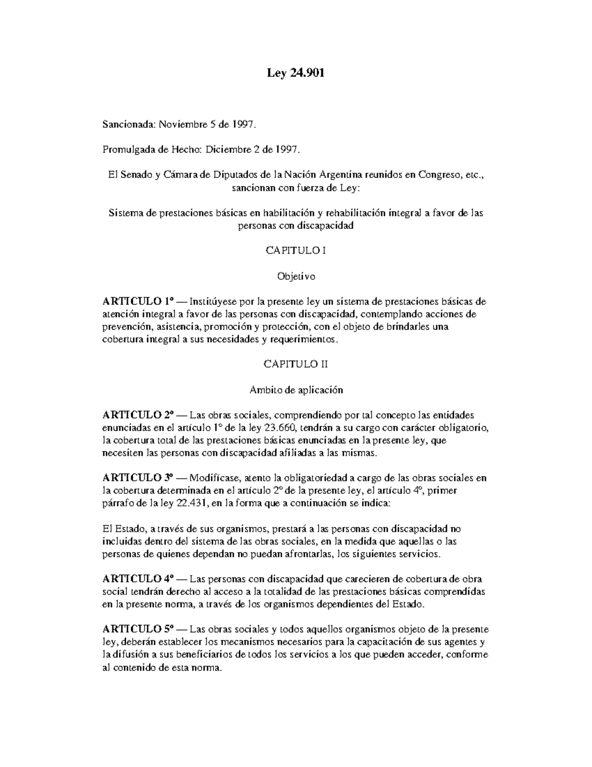 Ley-24 - Derecho a la Salud - Ley 24. Sancionada: Noviembre 5 de 1997 ...
