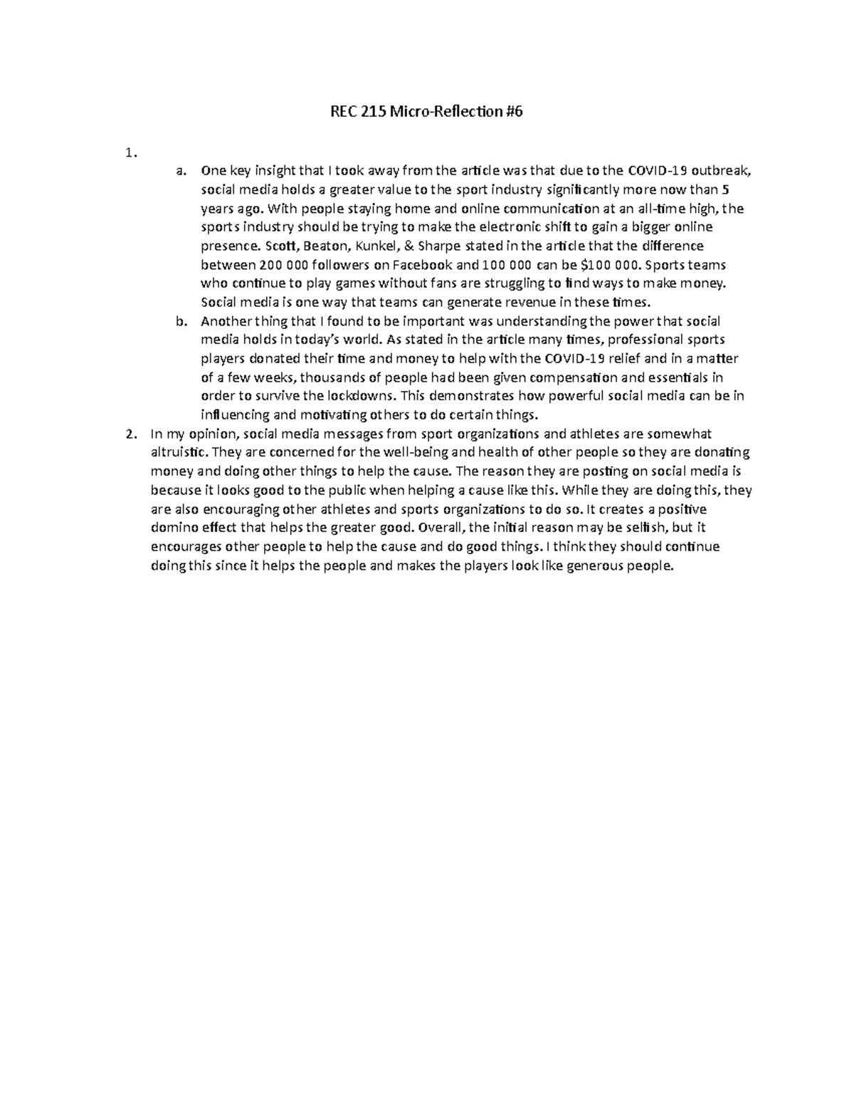 REC 215 Micro Reflection 6 Notes CHAPTER 1 - REC 215 Micro-Reflection 1 ...