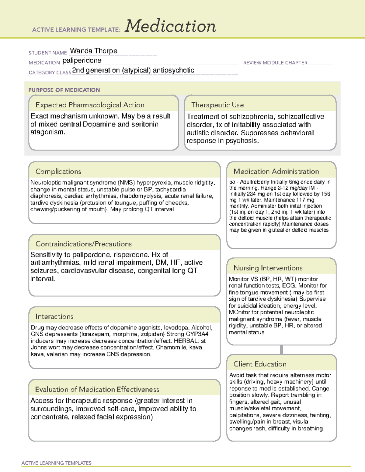 Medication restricted (12) paliperidone - ACTIVE LEARNING TEMPLATES ...
