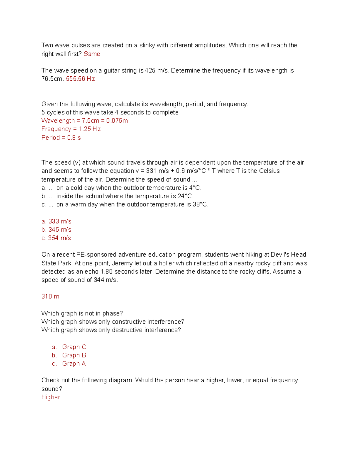 Waves and sounds All Practice Questions - Two wave pulses are created ...