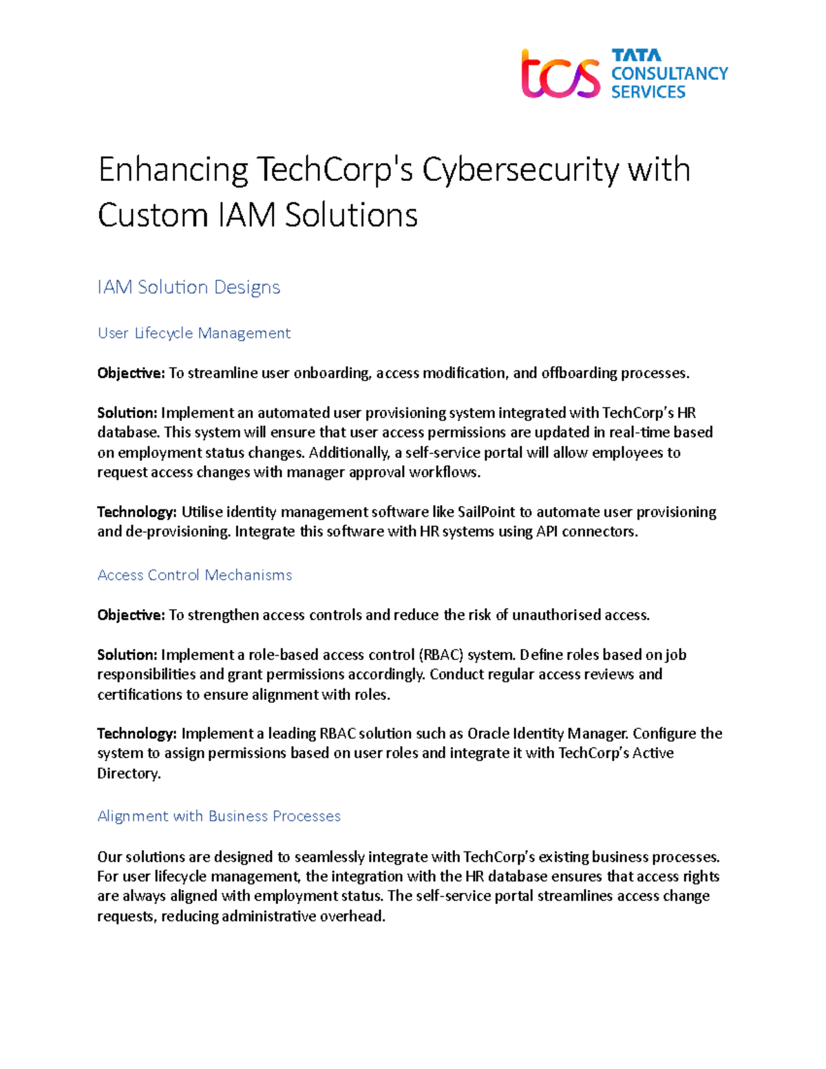 Tech Corp IAM Solutions - Enhancing TechCorp's Cybersecurity with ...