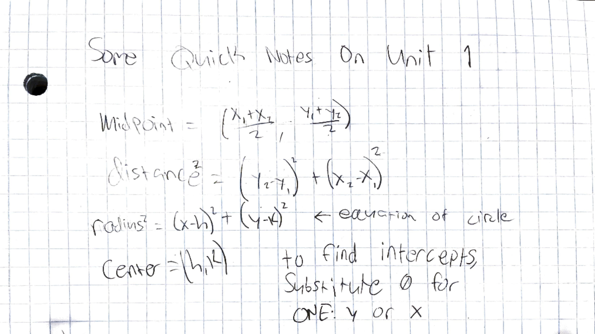 Unit One Notes - Unit 1 formulas - I I I 1 I J I I , j i. I I I I t ...