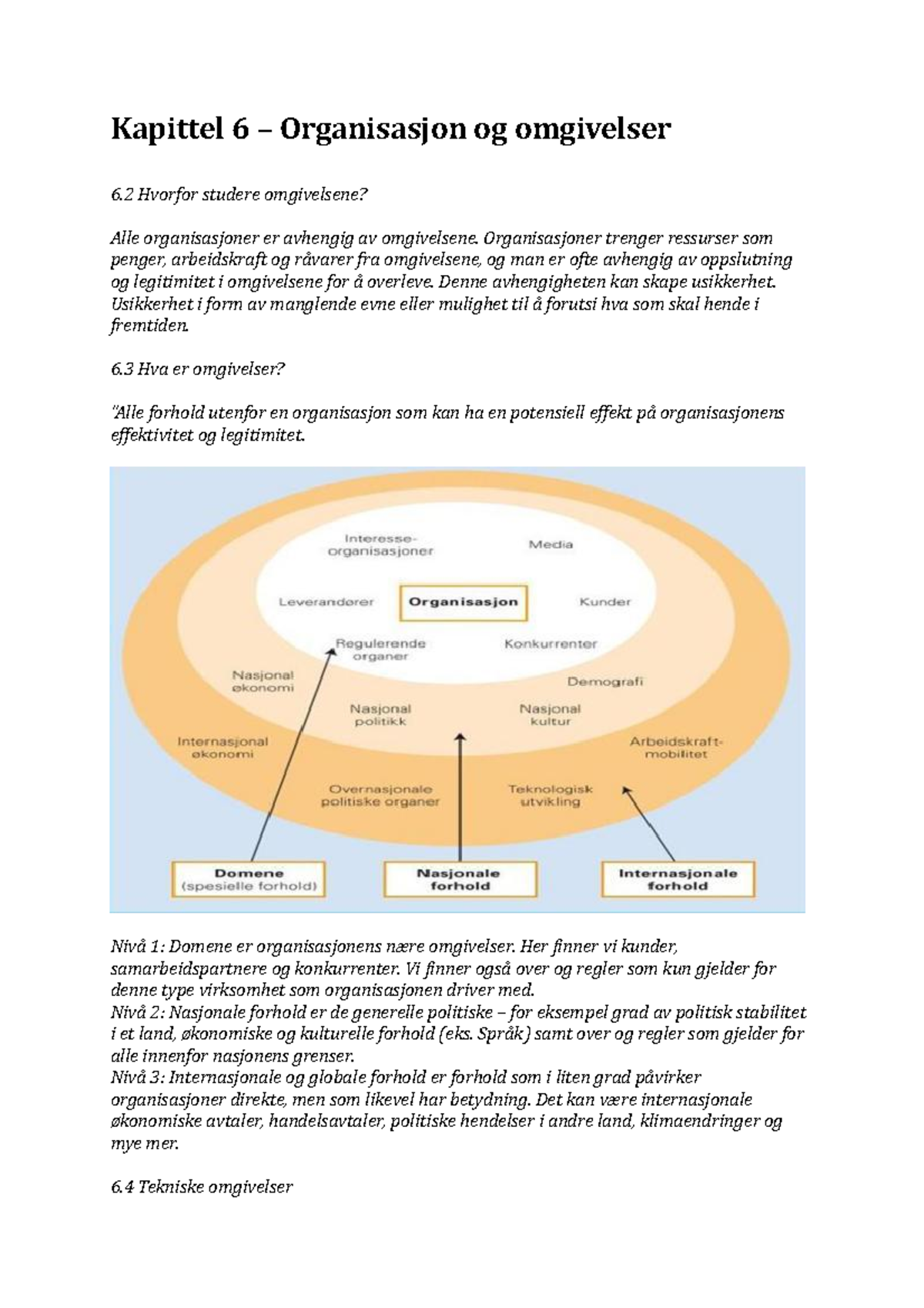 Kapittel 6 – Organisasjon og omgivelser - Kapittel 6 – Organisasjon og omgivelser 6 Hvorfor ...
