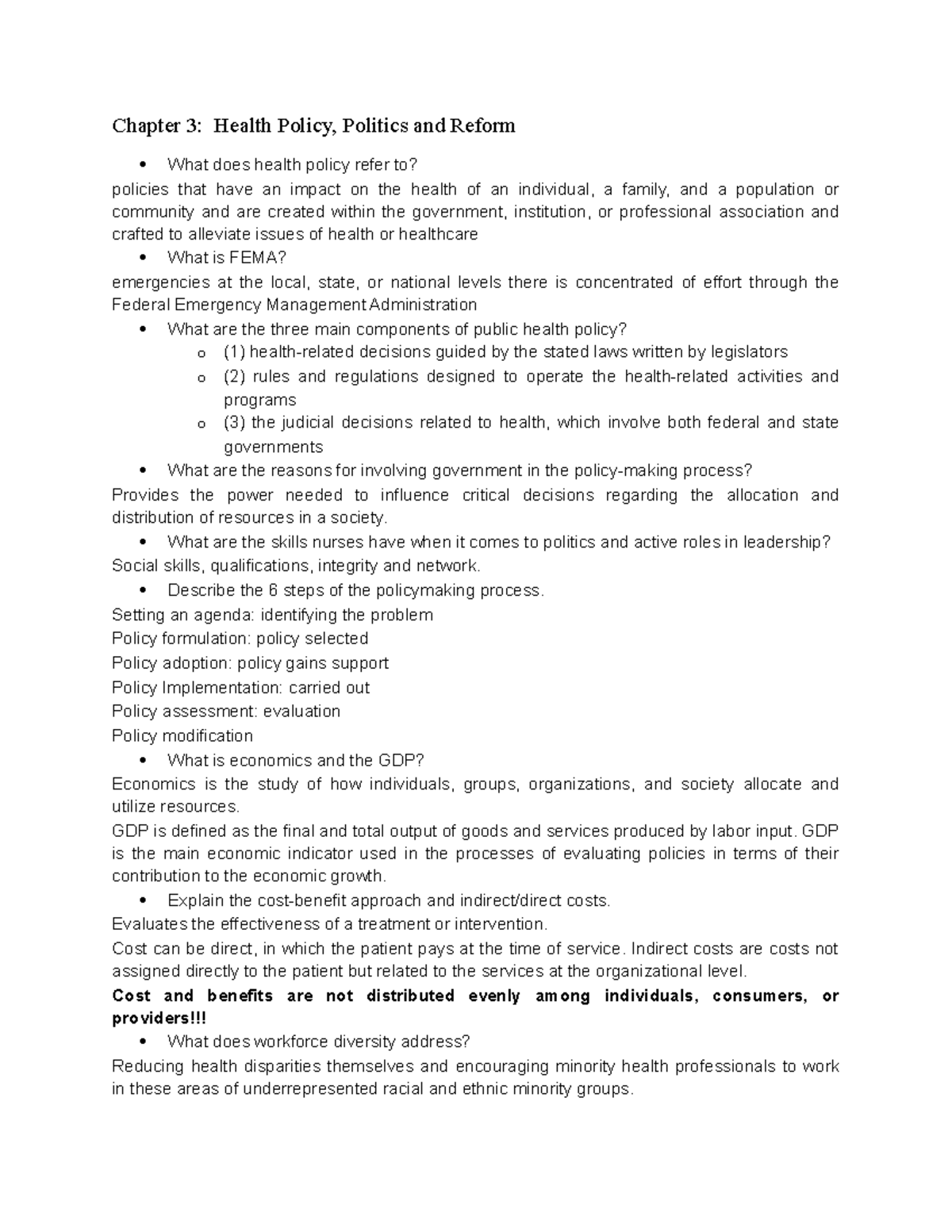 Chapter 3 blueprint - Chapter 3: Health Policy, Politics and Reform ...