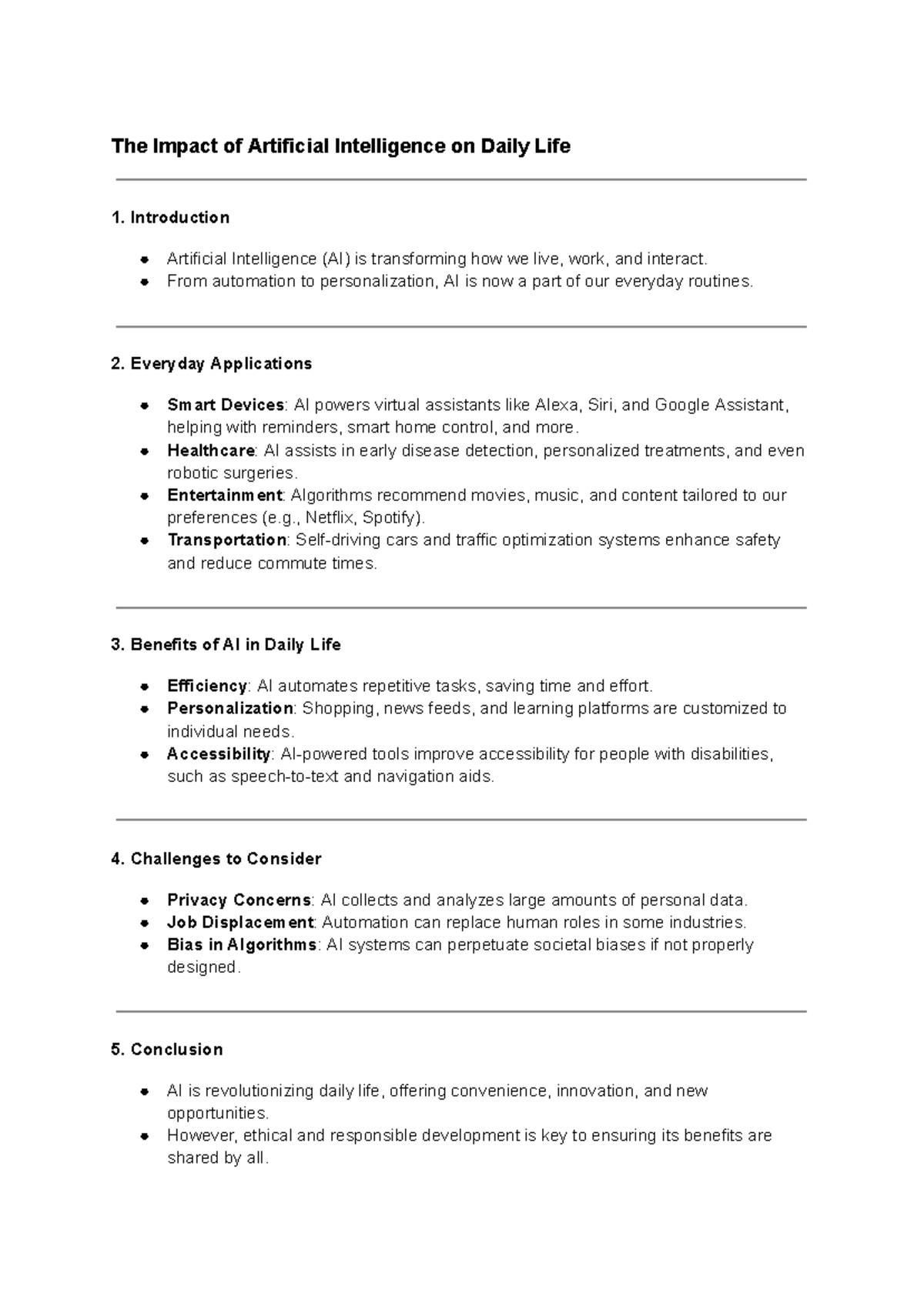 The Impact of Artificial Intelligence on Daily Life - Documentos de ...