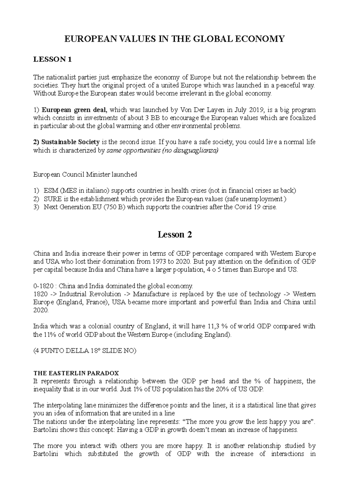 European Values in the global economy - EUROPEAN VALUES IN THE GLOBAL ...